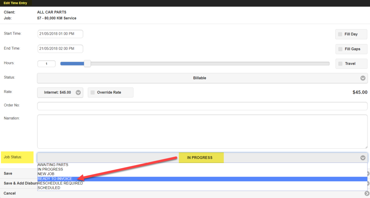 Edit Job Status Feature