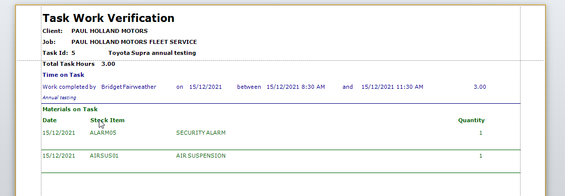 Task Work Verification