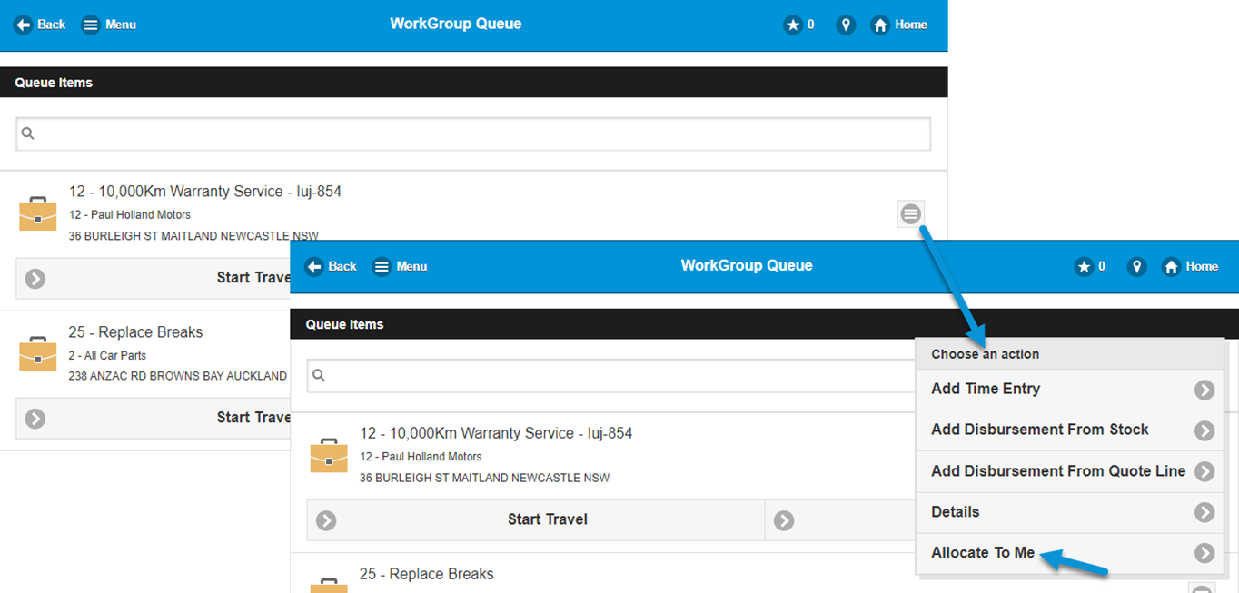 Allocate the Job Manager and/or Task User from a Queue Item in Mobile ...