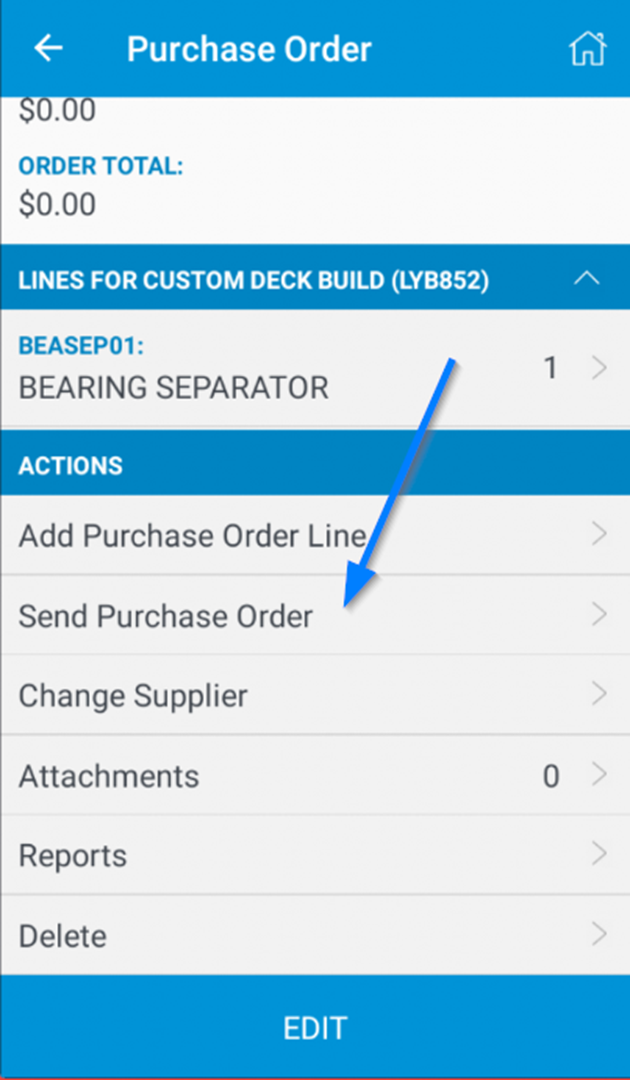 Ability to send PO emails directly from the Mobile APP